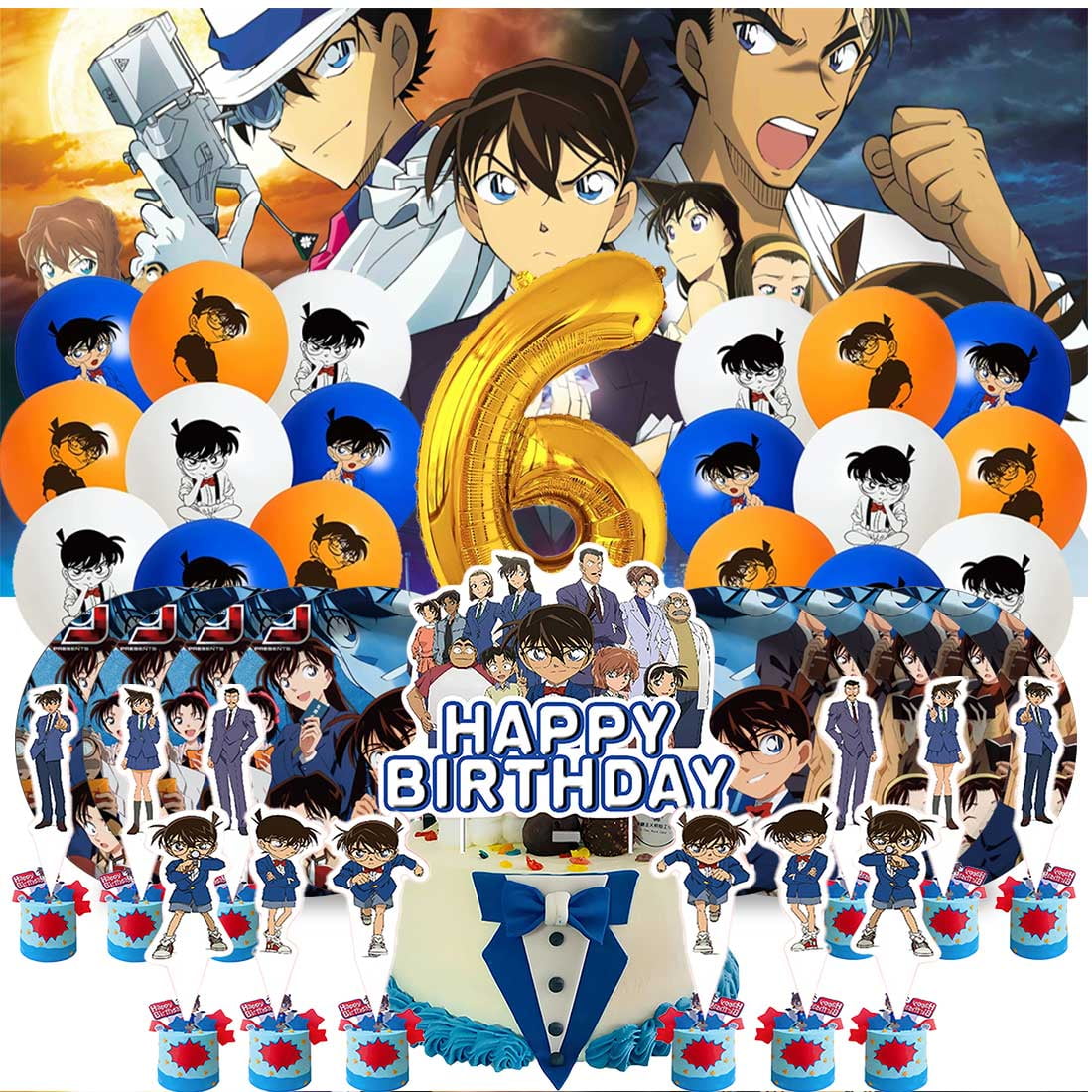 Detective Conan Case Closed Balloons Party Supplies 6th Decor Tableware ...