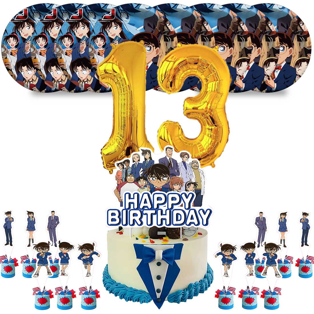 Detective Conan Case Closed Birthday 13th Cups Party Supplies Plates ...