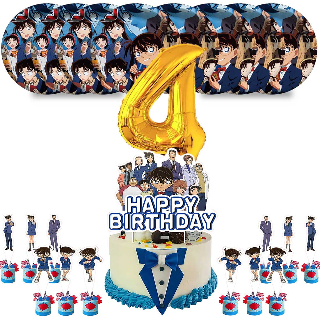 Detective Conan Case Closed Birthday 4th Cups Party Supplies Plates ...