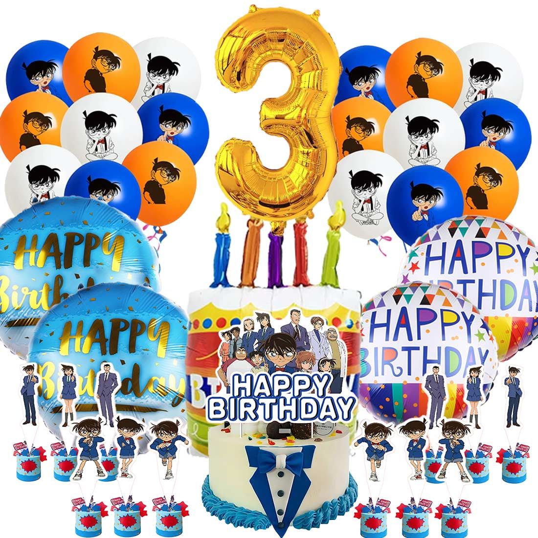 Detective Conan Case Closed Party Supplies 3rd Decor Kit Balloons ...