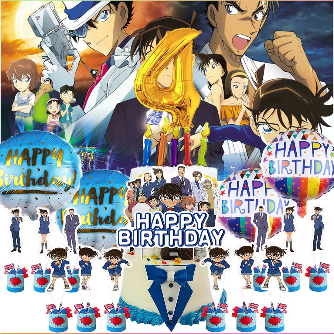 Detective Conan Case Closed Party Supplies Decor 4th Kit Balloons ...