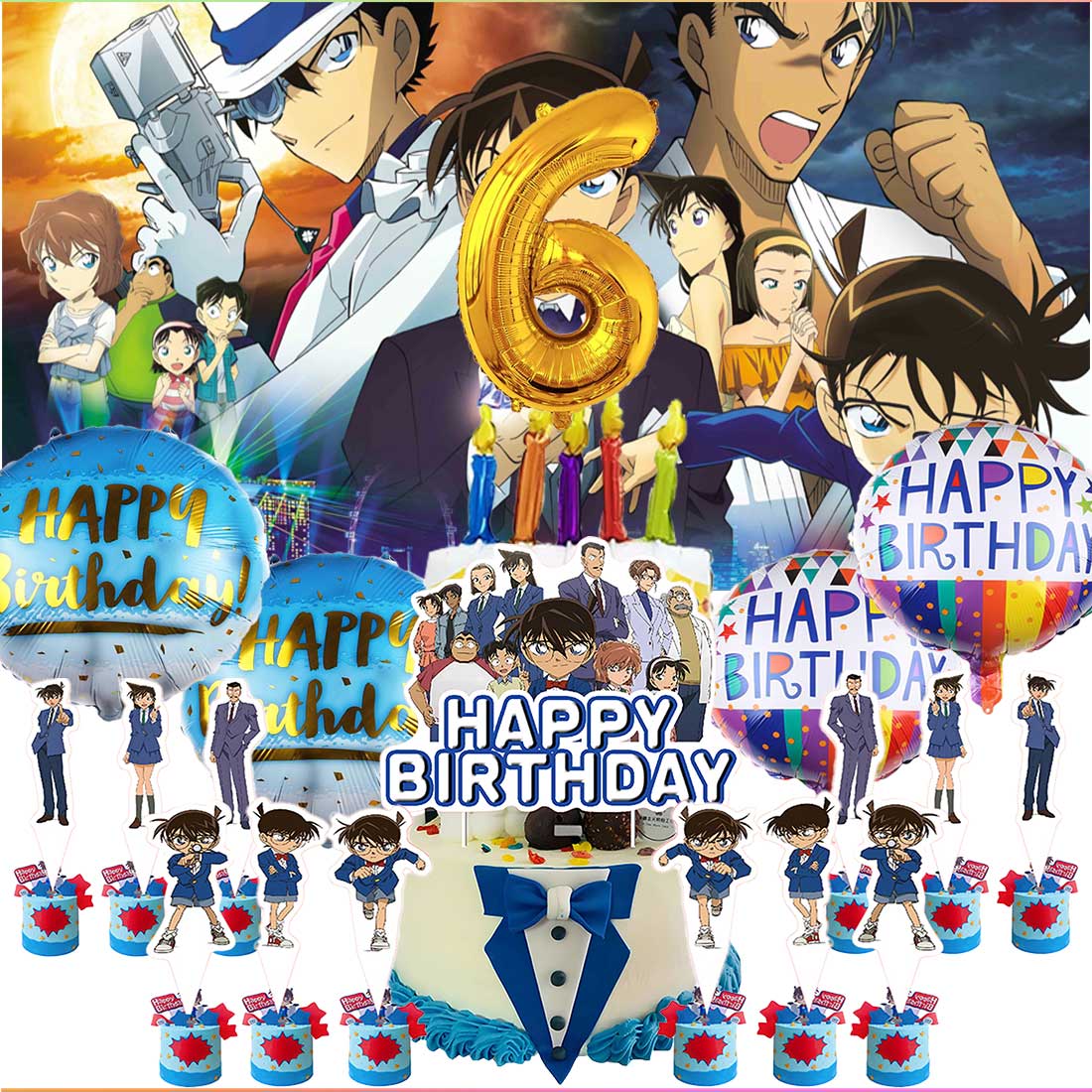 Detective Conan Case Closed Party Supplies Decor 6th Kit Balloons ...