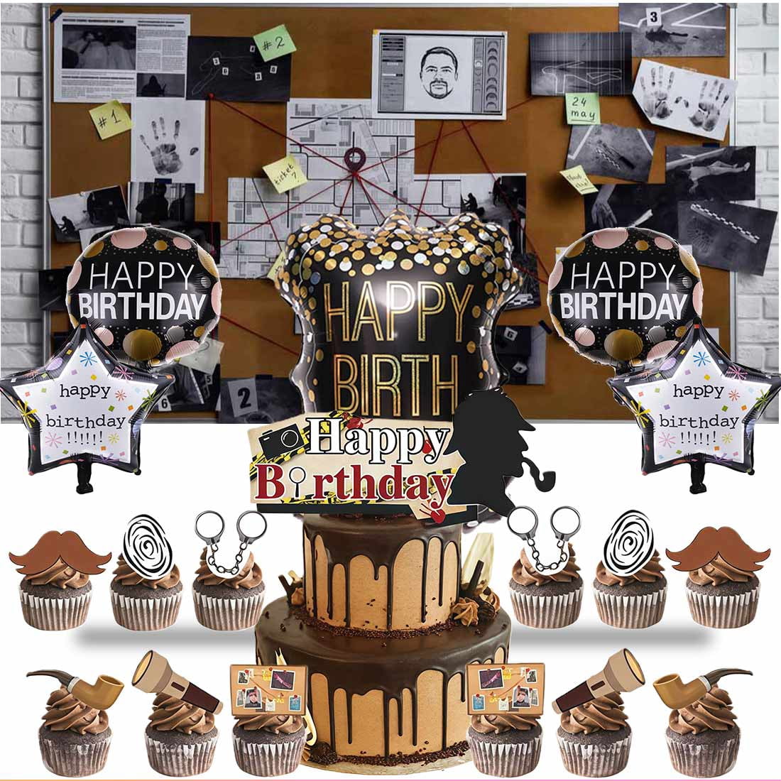 Detective Detect Investigate Supplies Plates Decoration Backdrop Banner ...