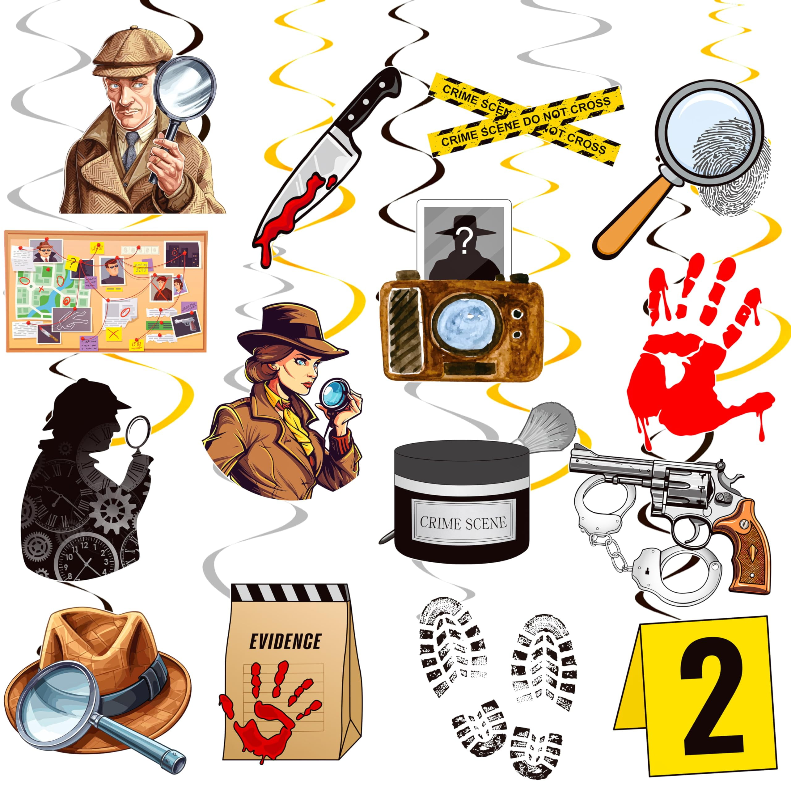 Detective Party Hanging Swirls Detective Birthday BSL1 Party Decoration ...