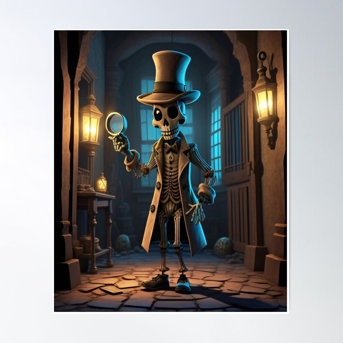 Detective Skeleton Poster Wall Art, Modern Wall Decor For Living Room ...
