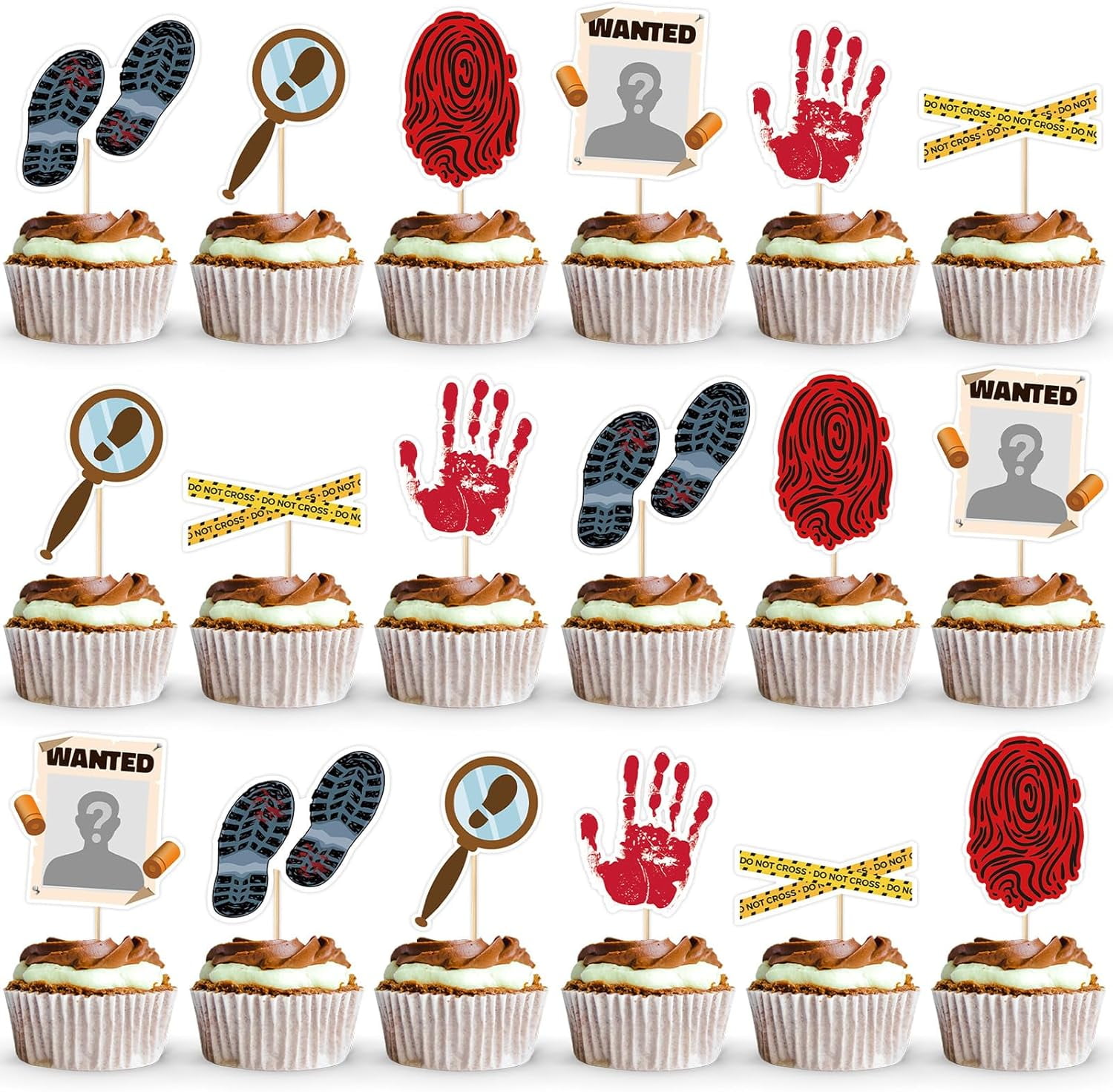 Detective Themed Cupcake Toppers, Detective Birthday Cake Picks ...