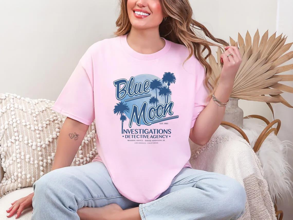 Detective Vibe Unisex T-shirt with Blue Moon Style and Retro Office ...