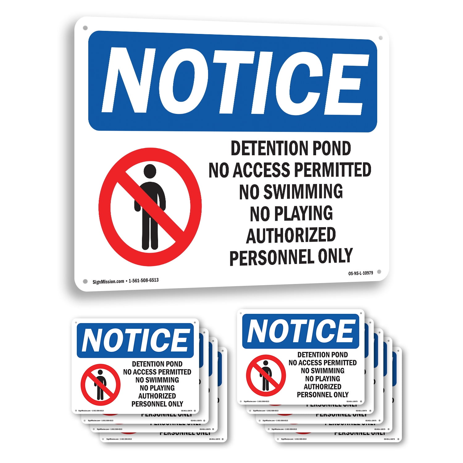 Detention Pond No Access Permitted OSHA Notice Rigid Plastic Sign 10 ...