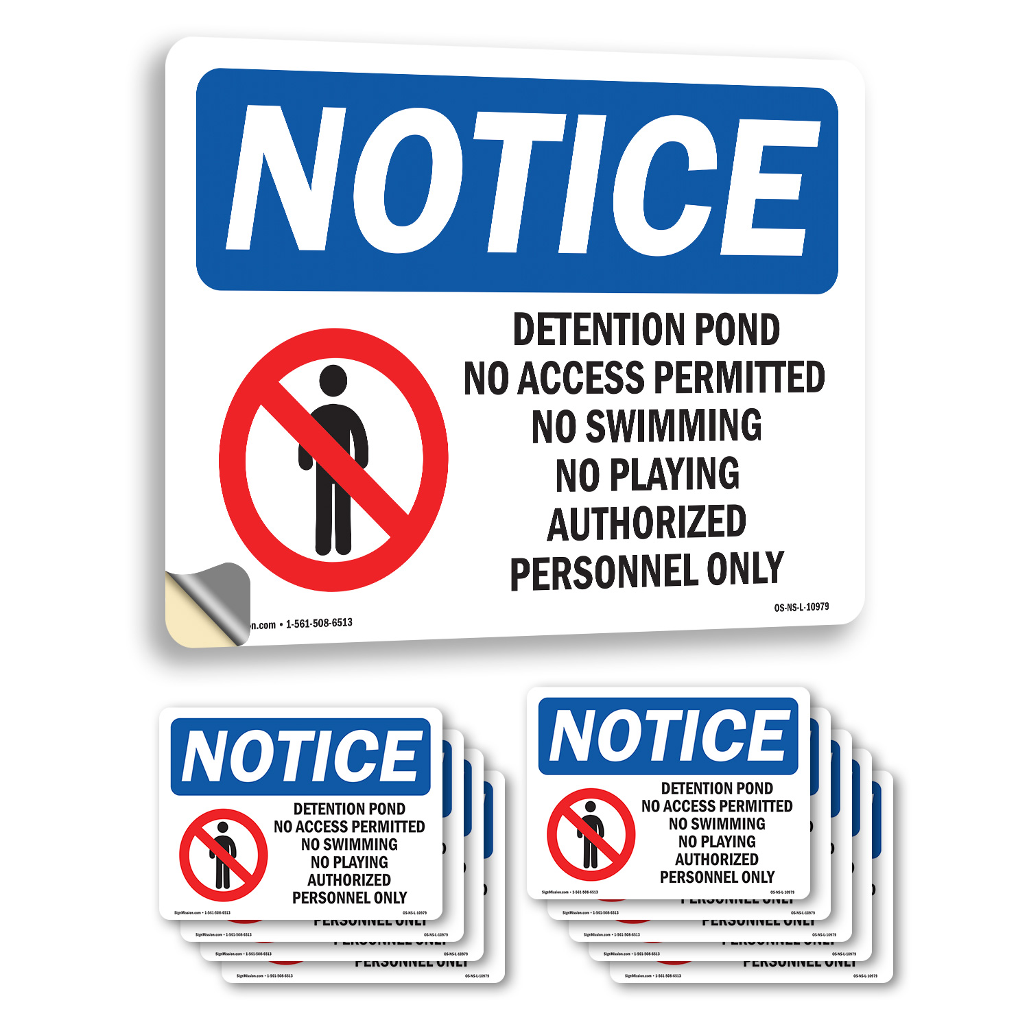 Detention Pond No Access Permitted With Symbol OSHA Notice Vinyl Decal ...