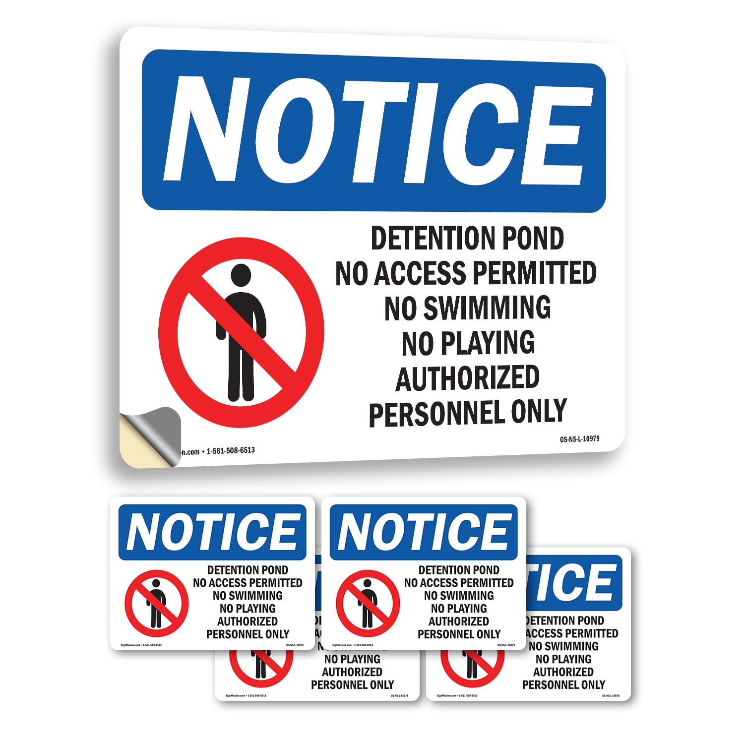 Detention Pond No Access Permitted With Symbol OSHA Notice Vinyl Decal ...