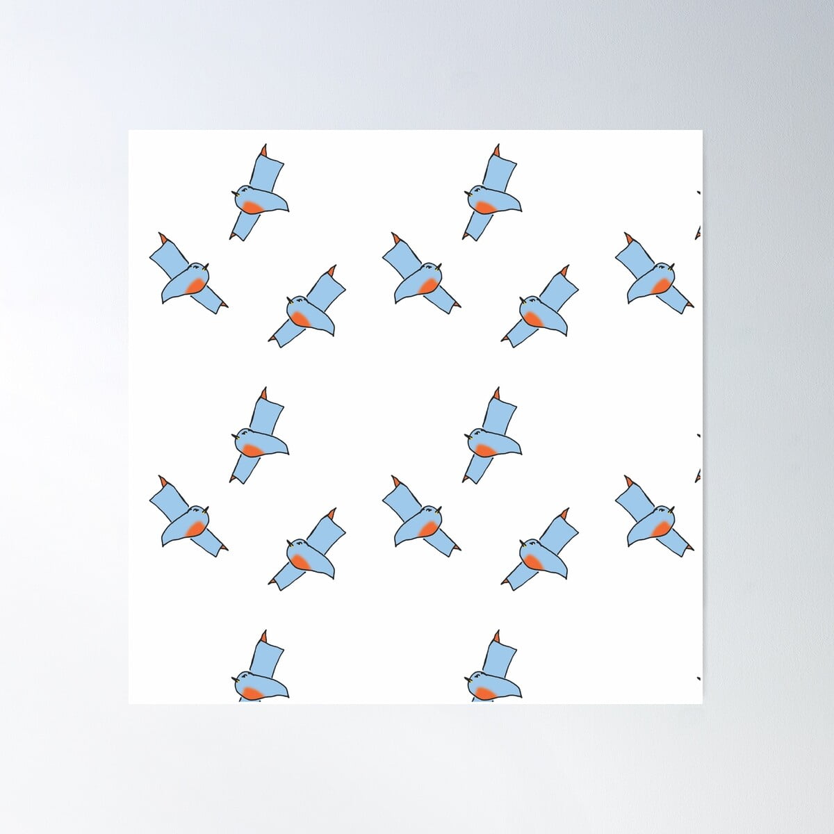 Determined Scribble-Bird Poster Wall Art, Modern Wall Decor For Living ...