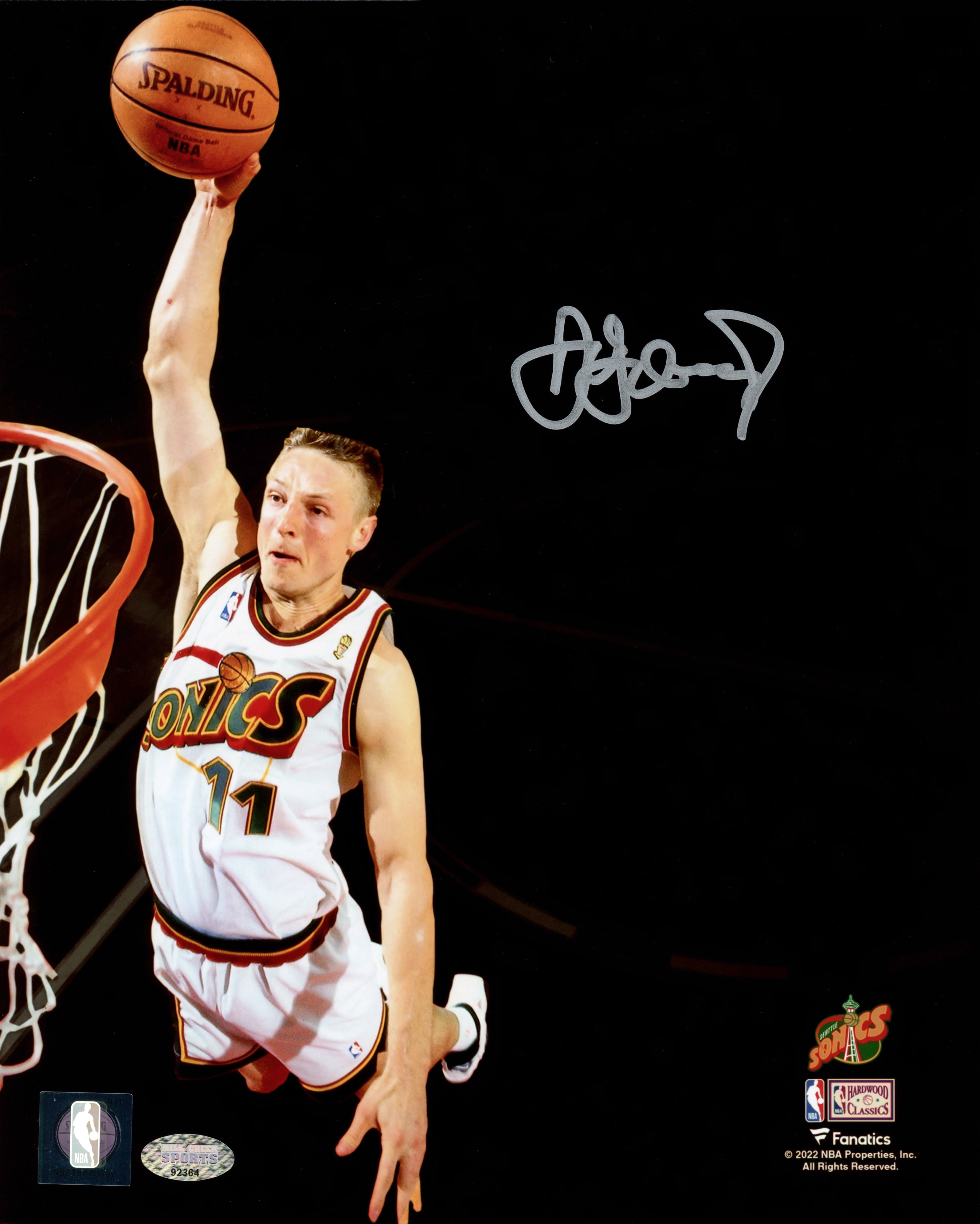 Detlef Schrempf Autographed 8x10 Photo Seattle Supersonics Slam Dunk ...