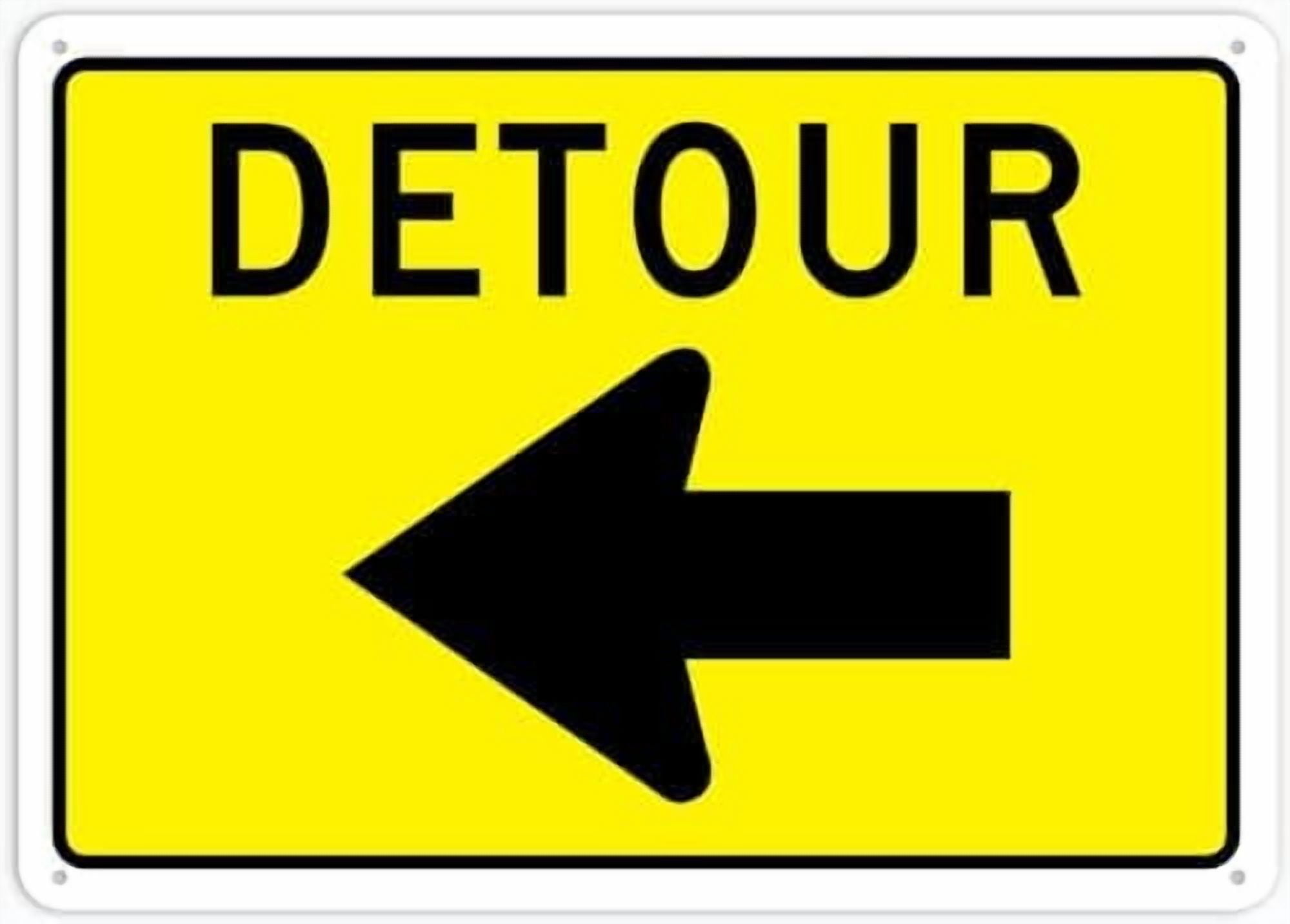 Detour Arrow Left Caution Safety Signs, Warning Signs, Security Signs ...