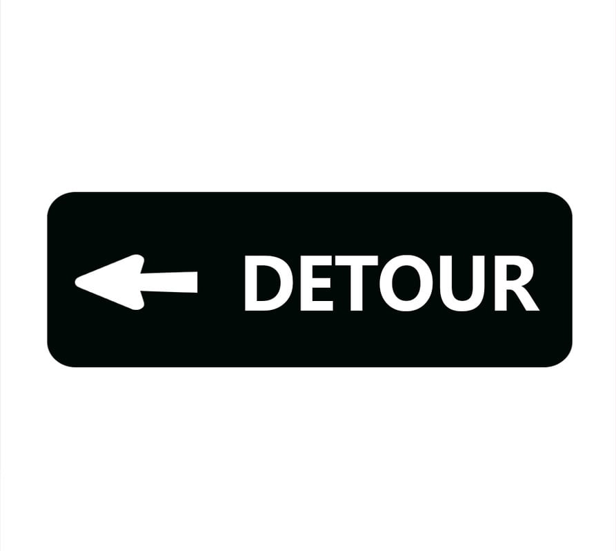 Detour (Arrow Left) Sign, 10 X 3 Inch Acrylic Plastic Sign With Symbols ...