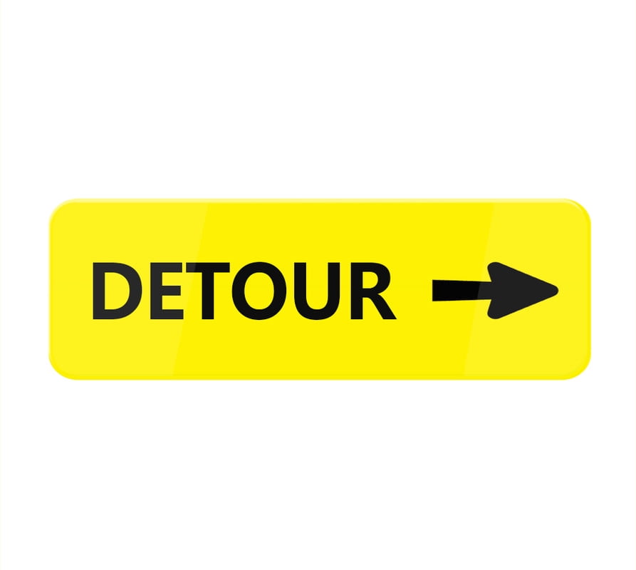 Detour (Arrow Right) Sign, 10 X 3 Inch Acrylic Plastic Sign With ...