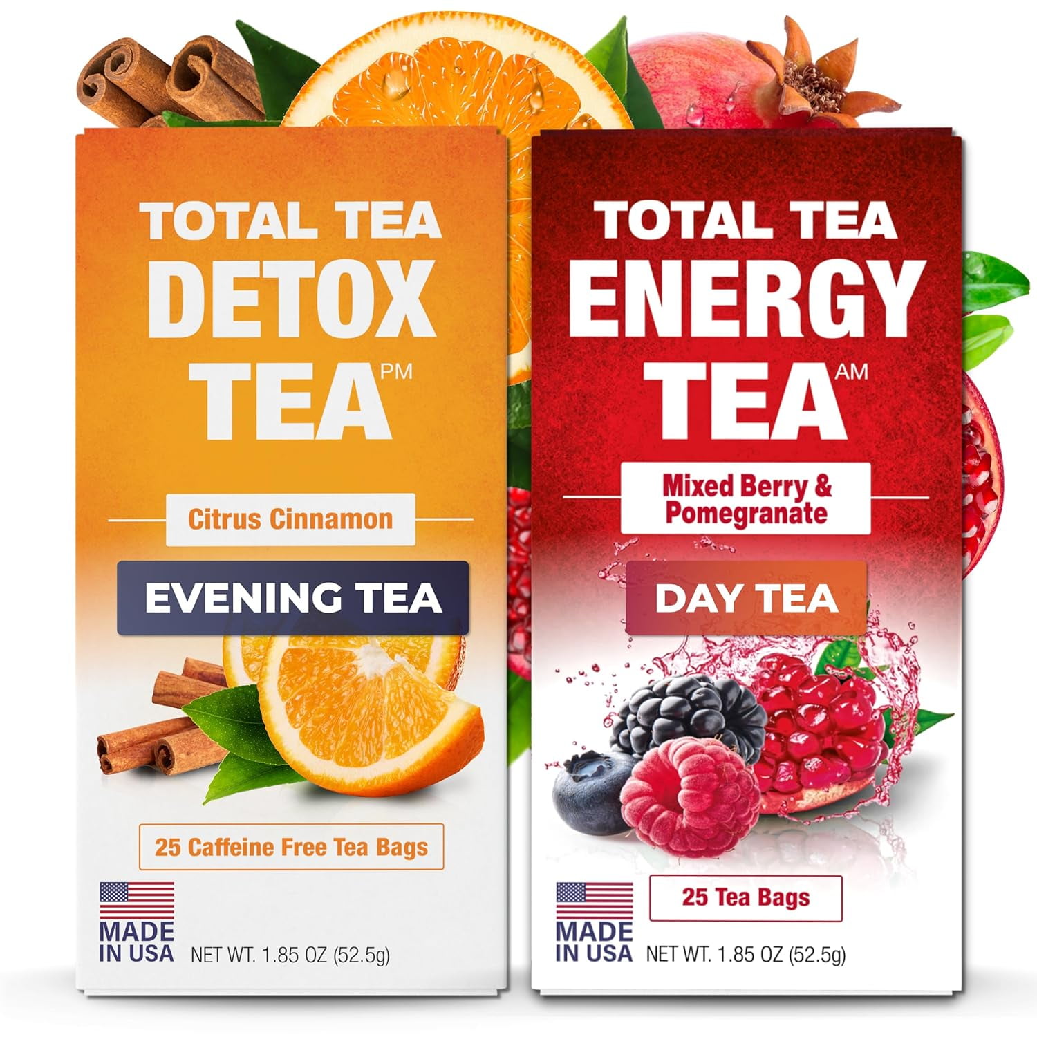 Detox Tea & Energy Tea Set - 25 Day Detox Tea - Herbal SIim Tea with ...