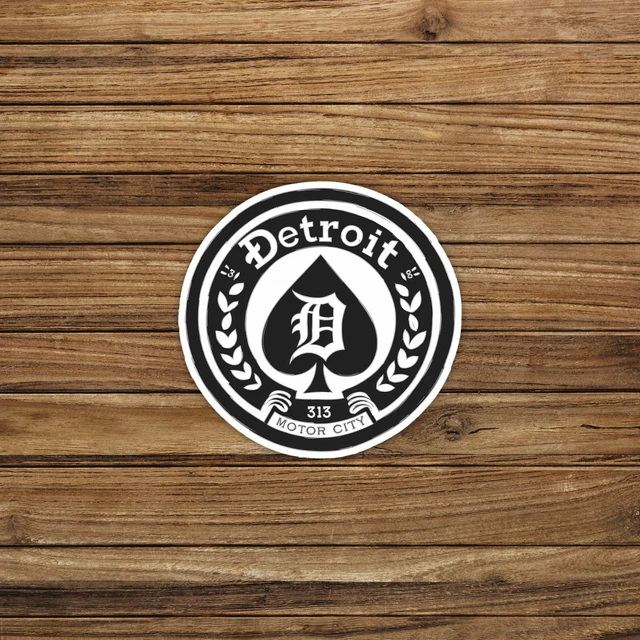 Detroit 313 Motor City Sticker - Classic Black And White Car Logo ...