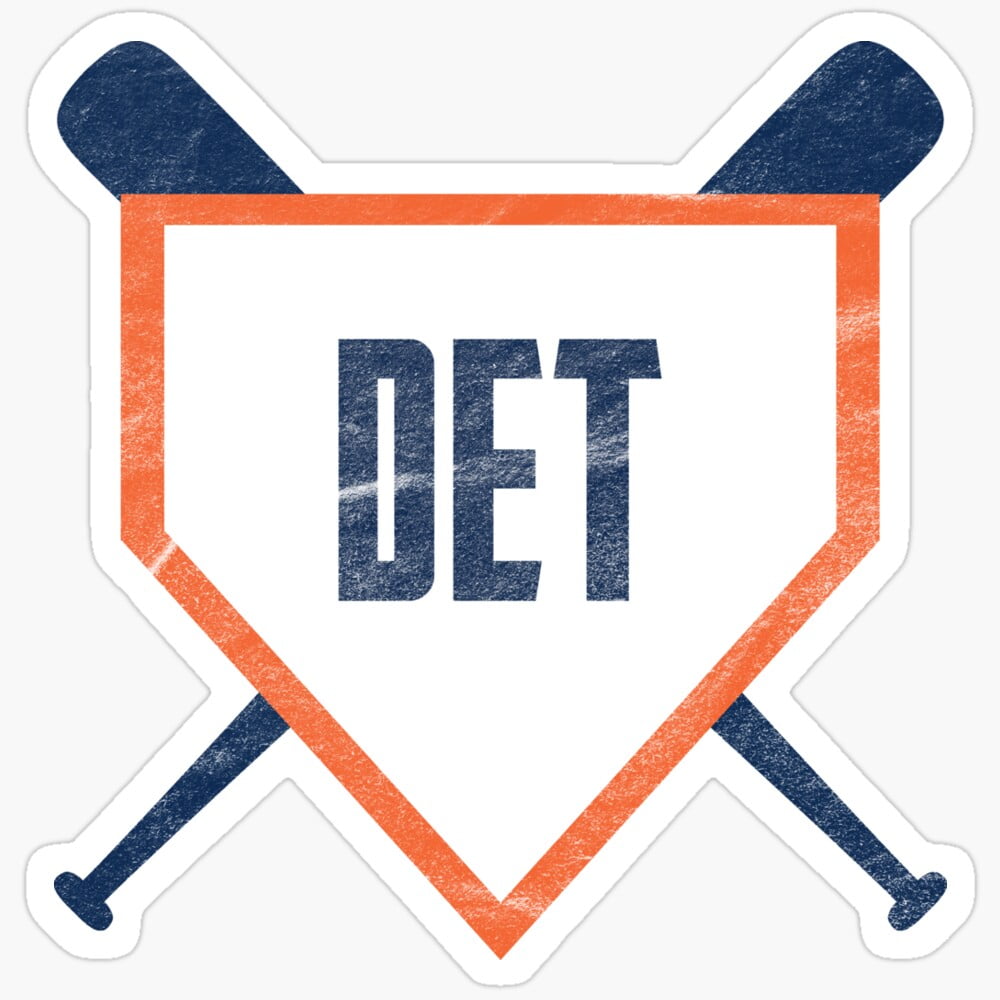 Detroit Abbreviation Retro Baseball Home Plate Design Sticker Phone ...
