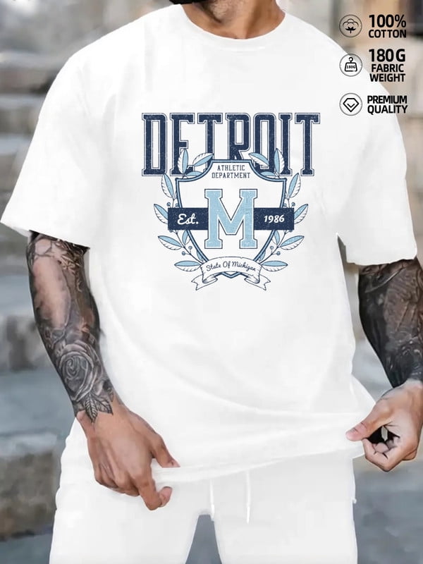 Detroit Athletic Tee men's rugby white 180G 100% Cotton exercise ...