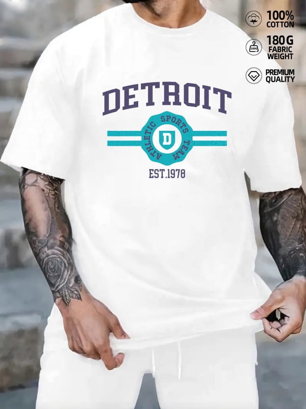 Detroit Athletic Tee men's rugby white 180G 100% Cotton outdoor ...