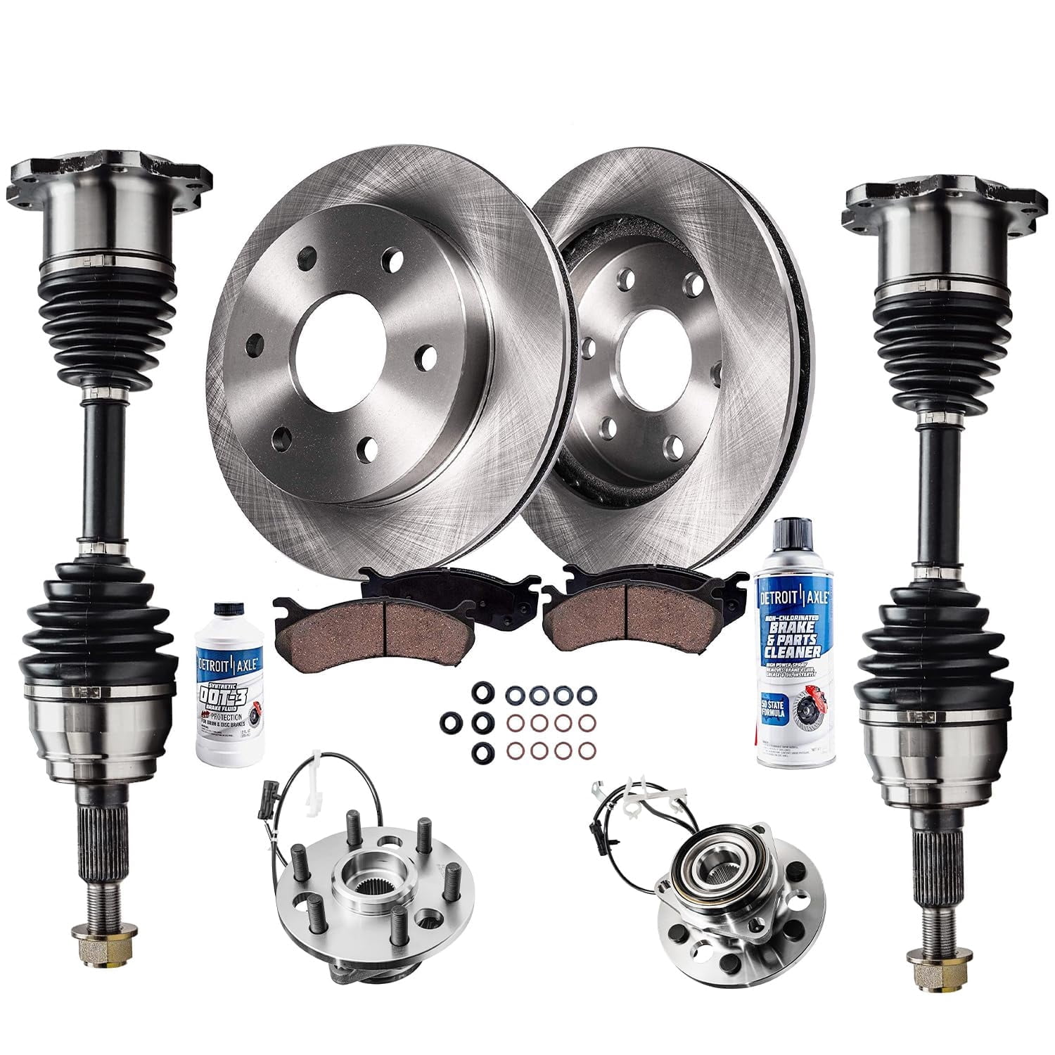 Detroit Axle - 10PC Front CV Axle Shafts, Wheel Hub & Bearings, Disc ...
