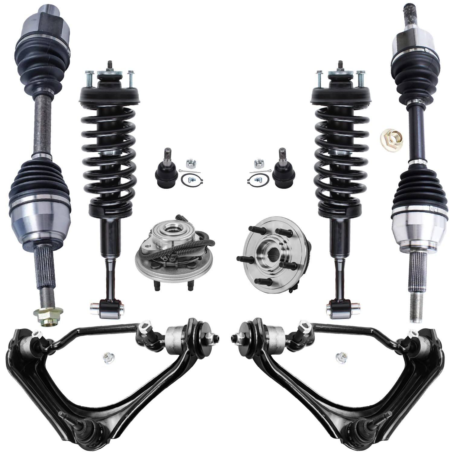 Detroit Axle - 10PC Front Upper Control Arms + Lower Ball Joints ...