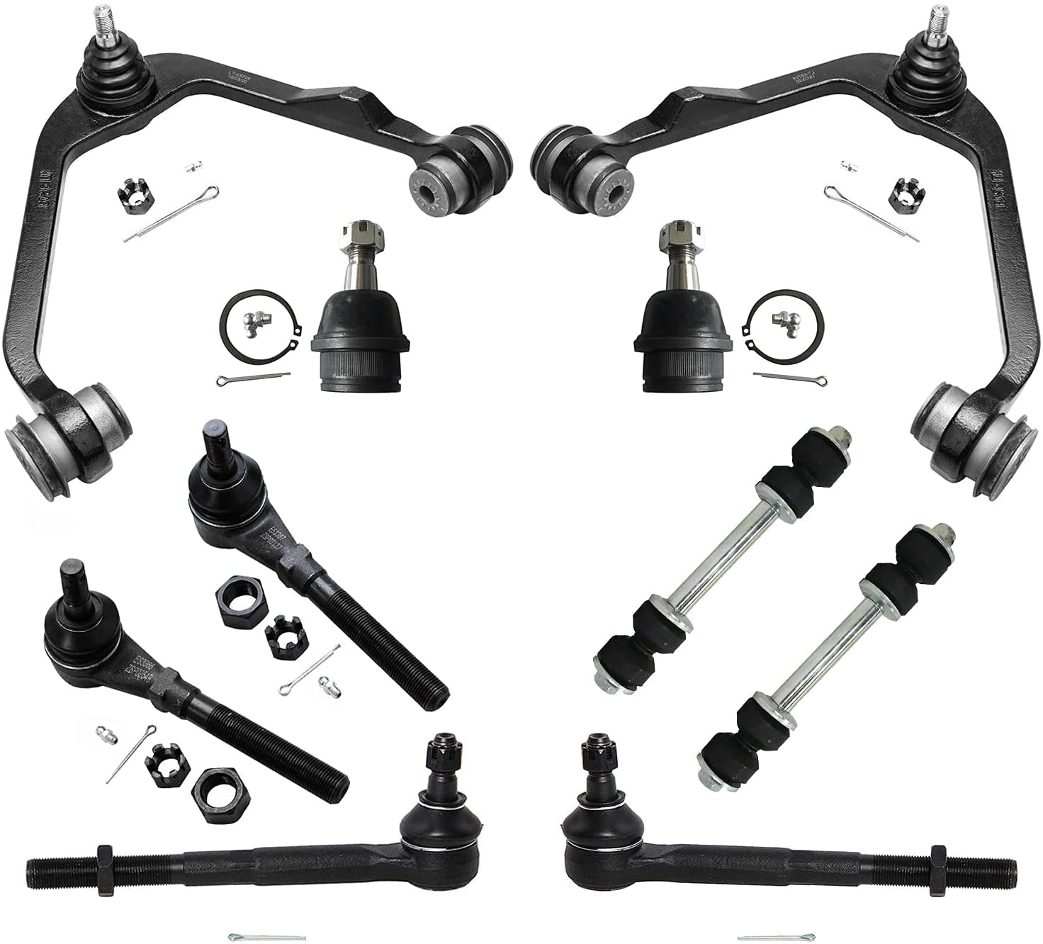 Detroit Axle - 10pc 2WD Front Upper Control Arms Lower Ball Joints Tie ...