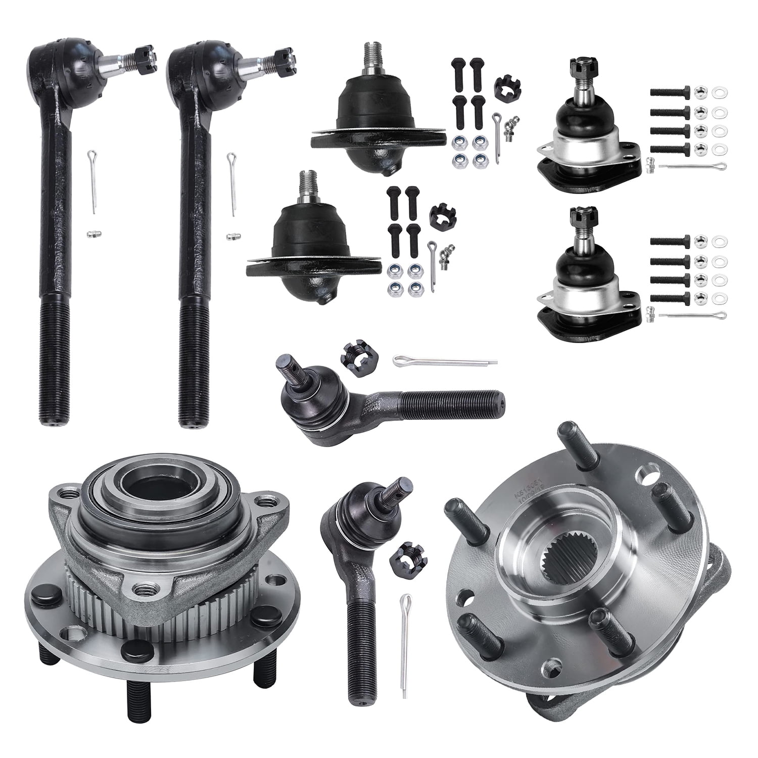 Detroit Axle - 10pc 4WD Front Wheel Hubs Ball Joints Tie Rods ...