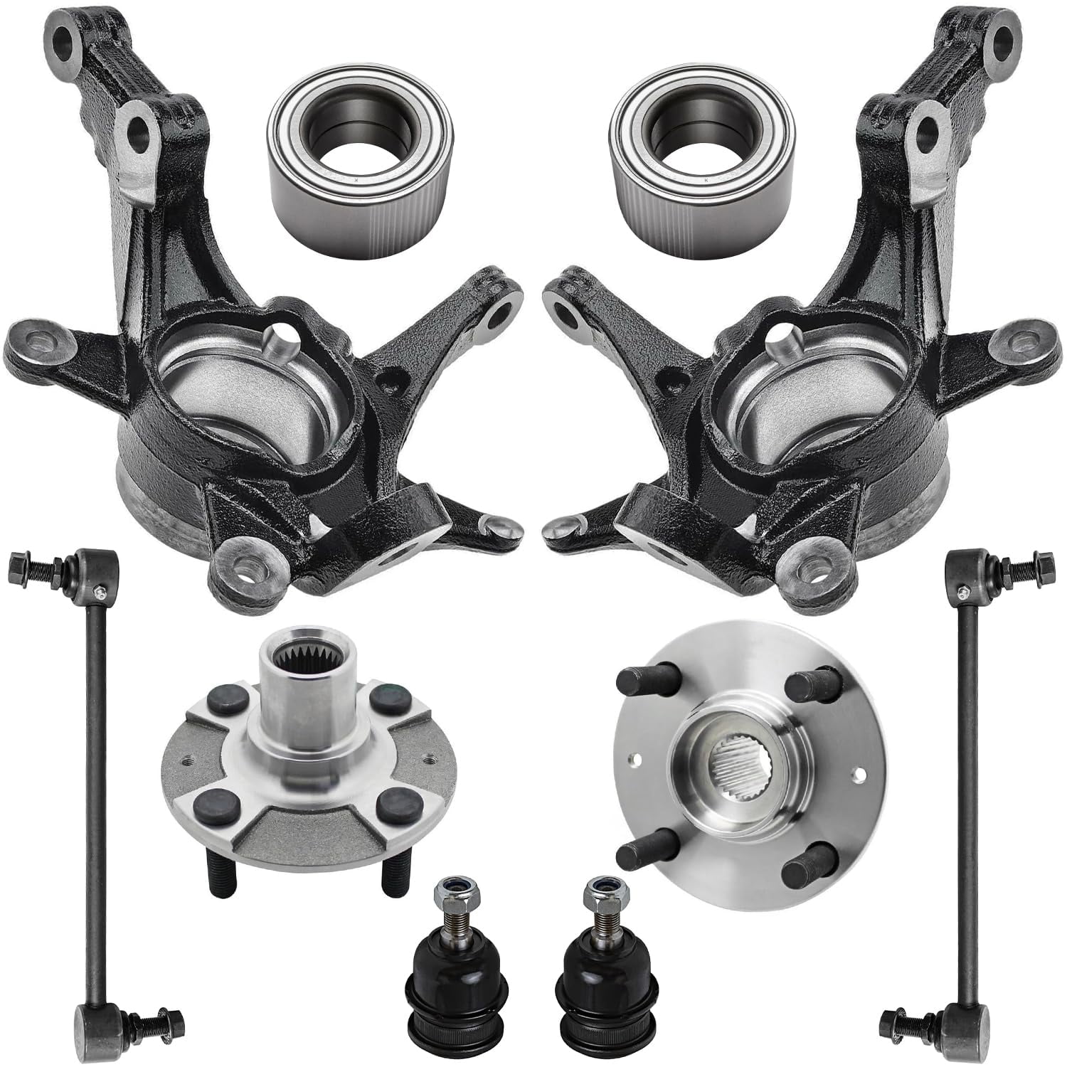 Detroit Axle - 10pc Front Loaded Knuckles Kit for 2014 2015 2016 2017 Hyundai Accent, 2 Steering ...