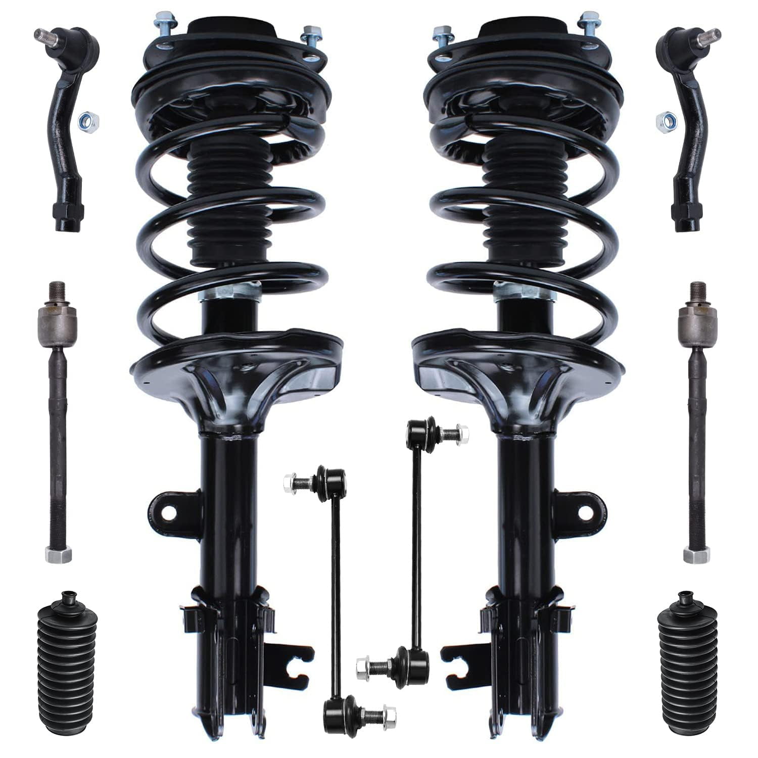 Detroit Axle - 10pc Front Struts Sway Bars Tie Rods & Boots Replacement ...