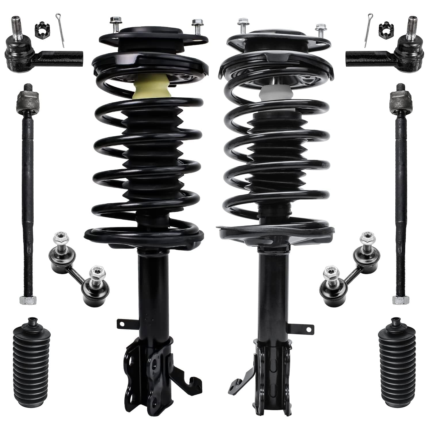 Detroit Axle - 10pc Front Struts Sway Bars Tie Rods w/Boots Replacement ...