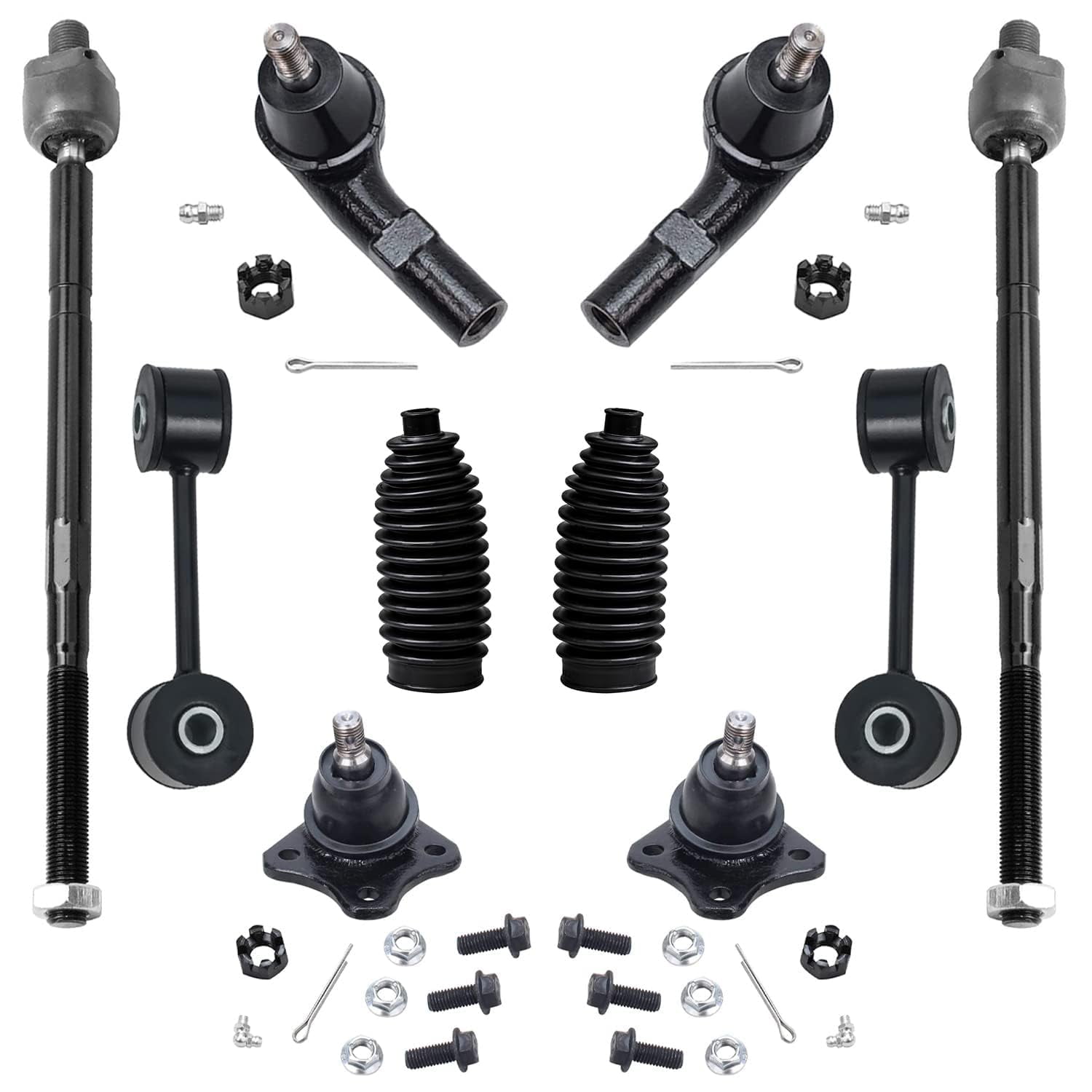 Detroit Axle - 10pc Front Tie Rods Sway Bars Lower Ball Joints ...
