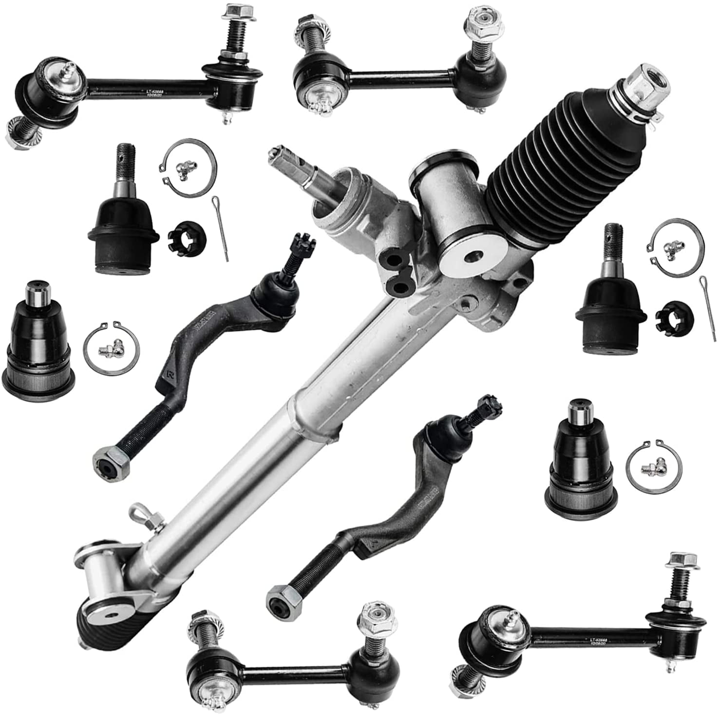 Detroit Axle - 11pc Power Steering Rack & Pinion Suspension Kit ...