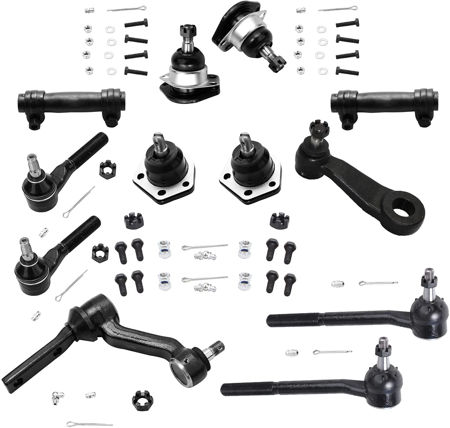 Detroit Axle - 12 Piece Front Suspension Kit - 2 Upper Ball Joints, 2 ...