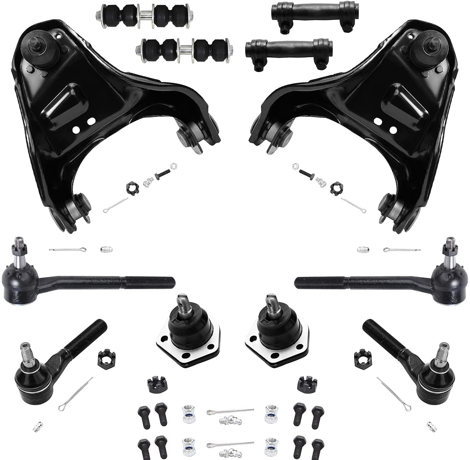 Detroit Axle - 12pc 4WD Front Upper Control Arms Lower Ball Joints Sway ...