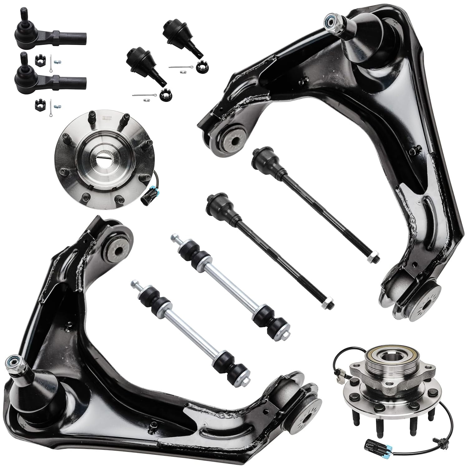 Detroit Axle - 12pc 4WD Front Upper Control Arms Wheel Hubs Suspension Kit Replacement for GMC ...
