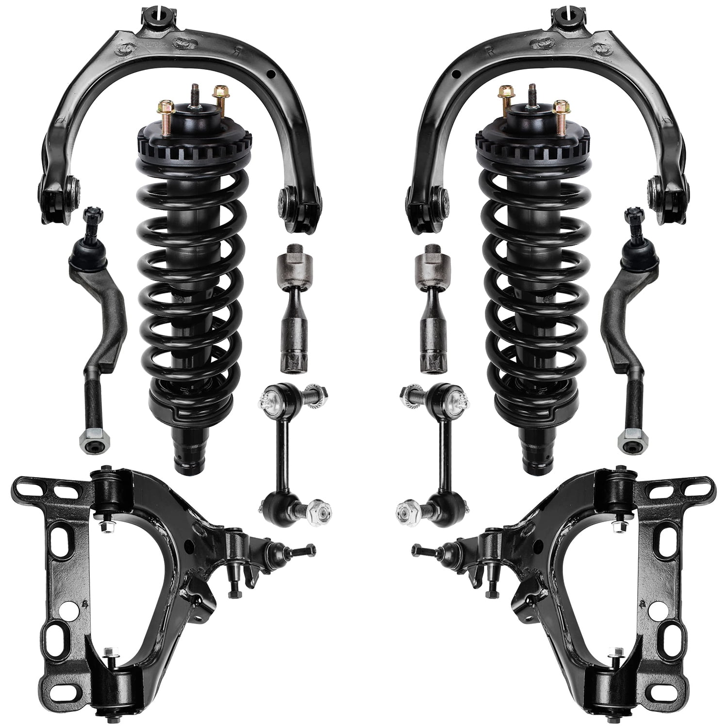 Detroit Axle - 12pc Complete Front Struts, Upper Lower Control Arms ...