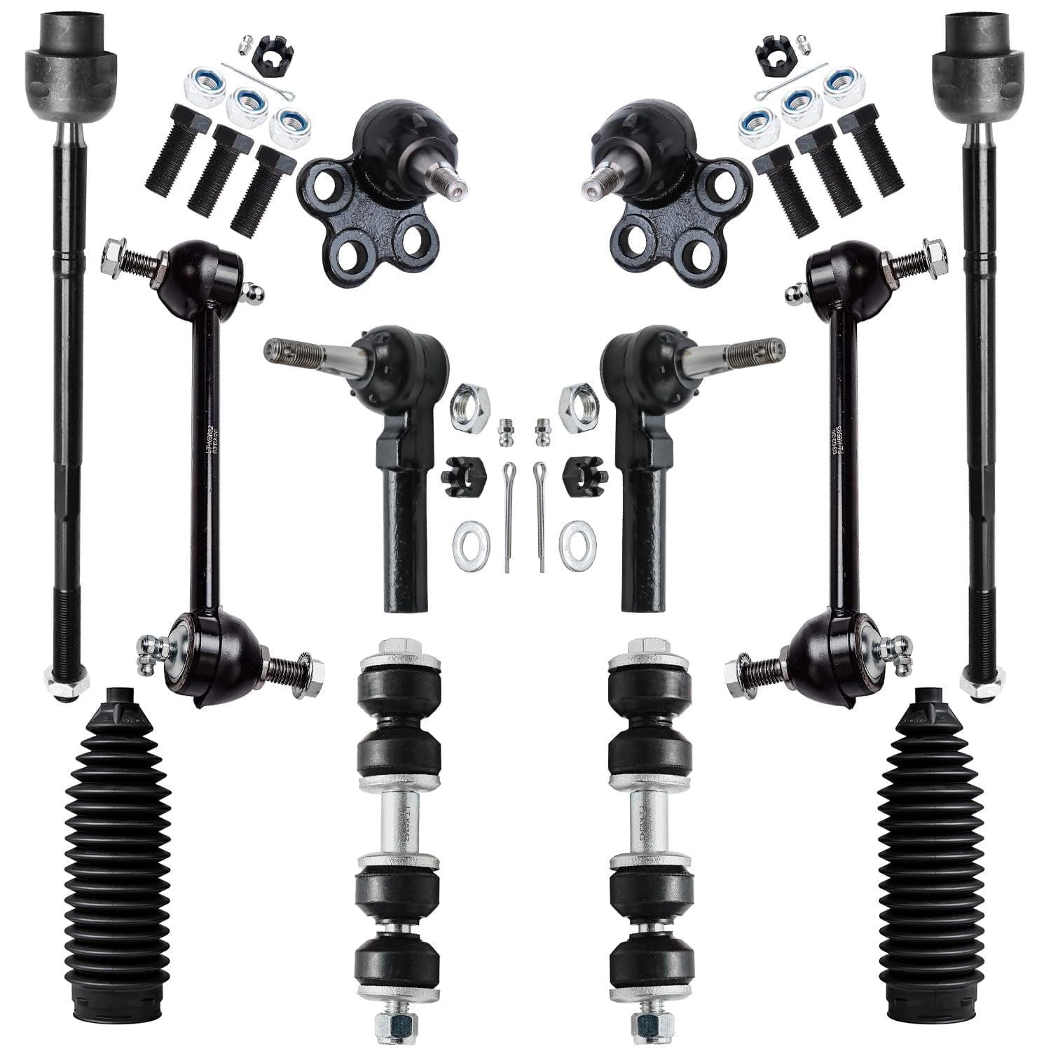 Detroit Axle - 12pc Front Suspension Kit, Control Arm, Stabilizer Link ...