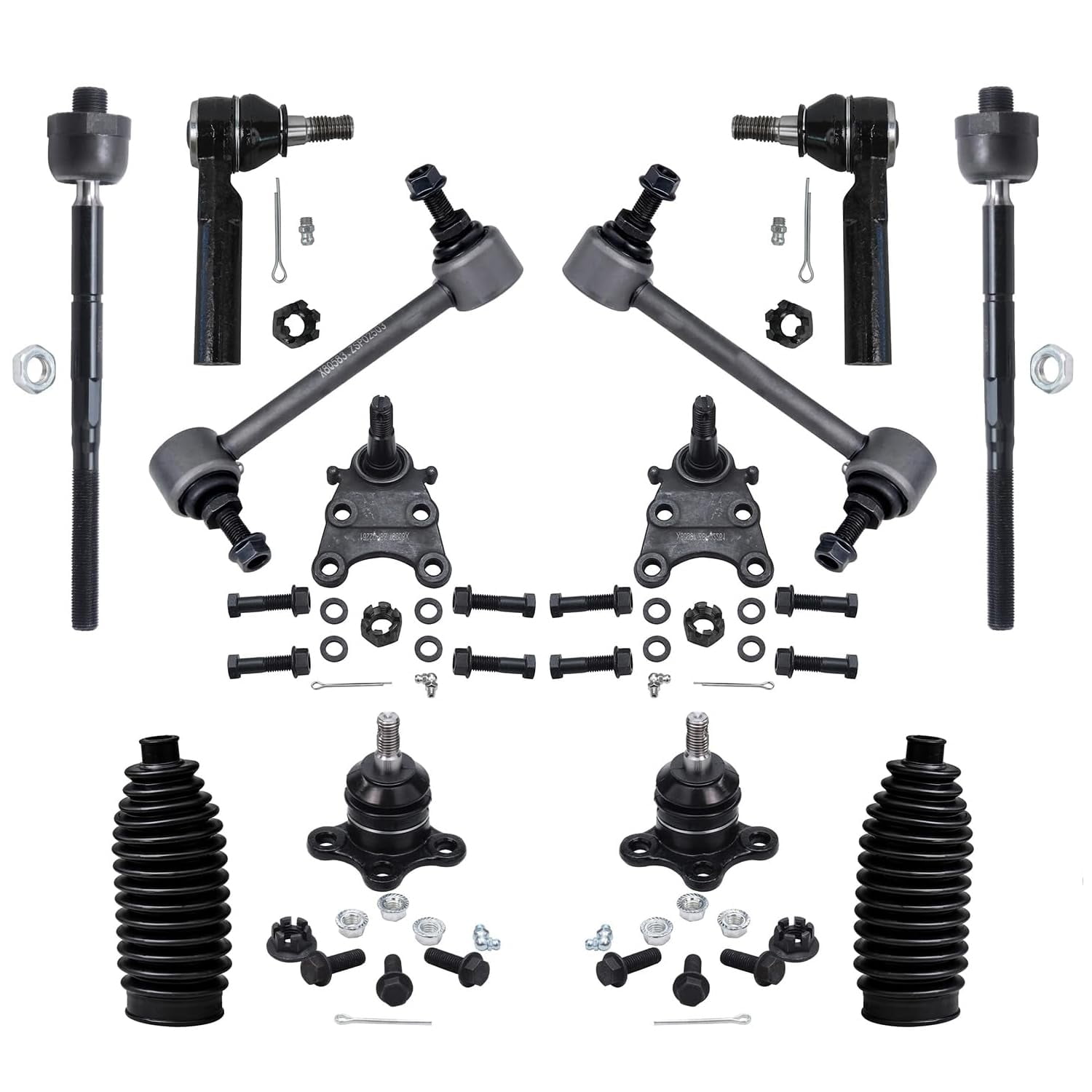 Detroit Axle - 12pc Front Upper/Lower Ball Joints, Sway Bars & Inner ...
