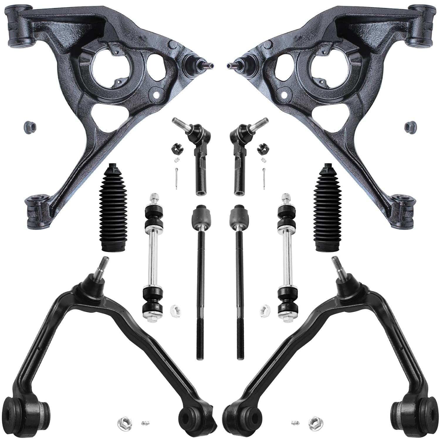 Detroit Axle - 12pc RWD Front Control Arms Tie Rods w/Boots Sway Bars Replacement for GMC Savana ...