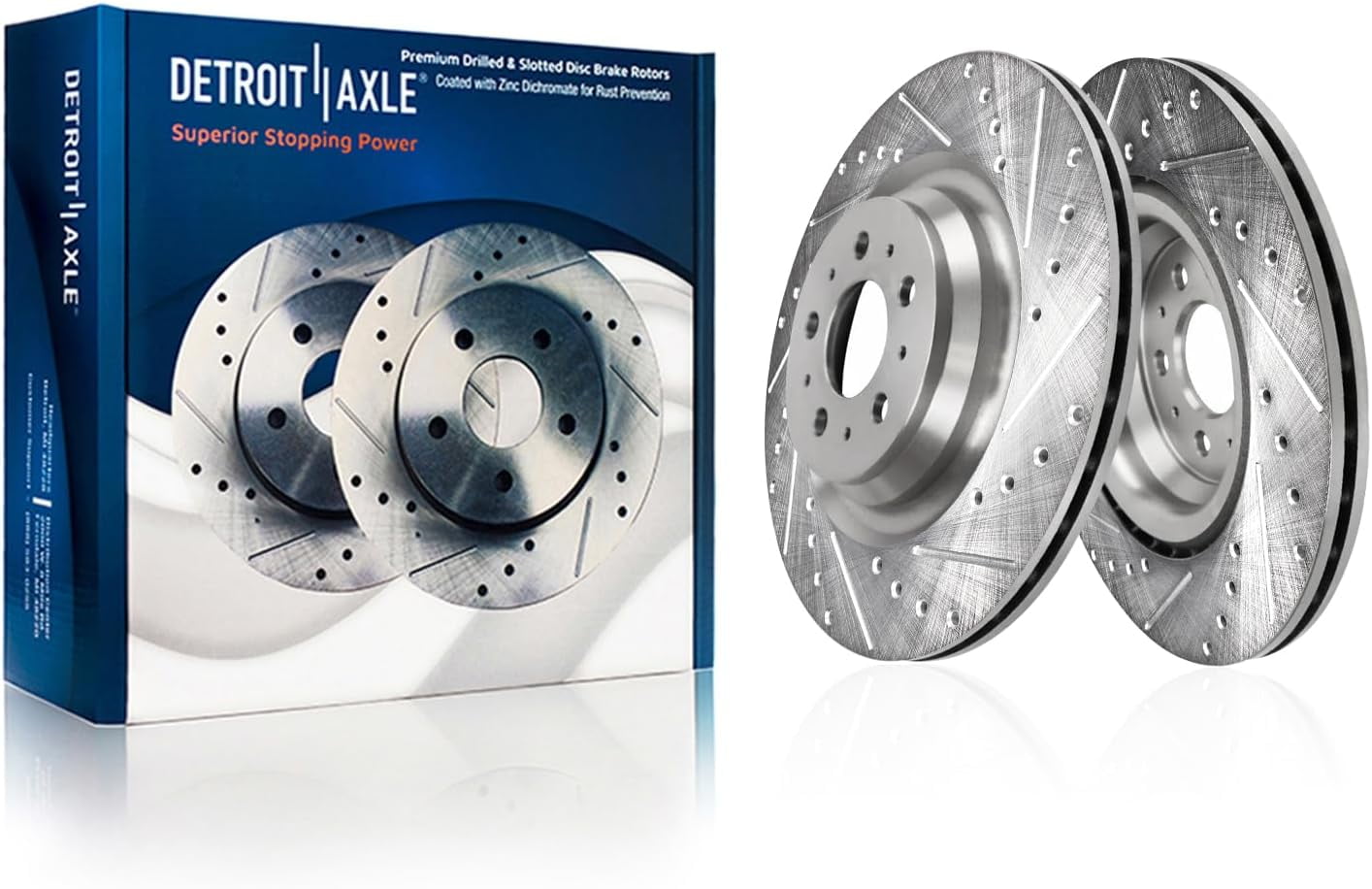 Detroit Axle - 13.19" Rear Drilled and Slotted Disc Brake Rotors for ...