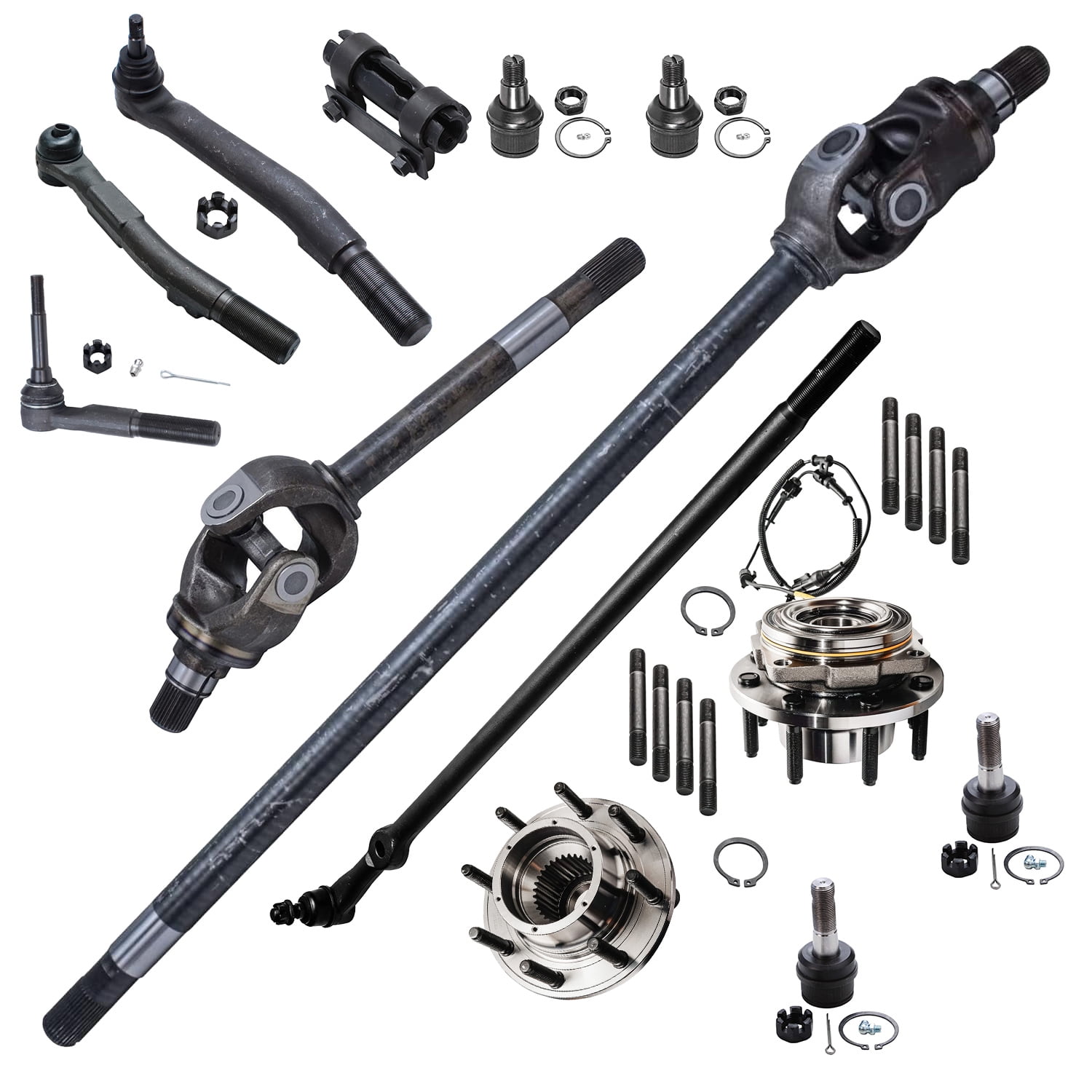 Detroit Axle - 13pc Front CV Axle Shafts + Wheel Hub & Bearing Assembly ...