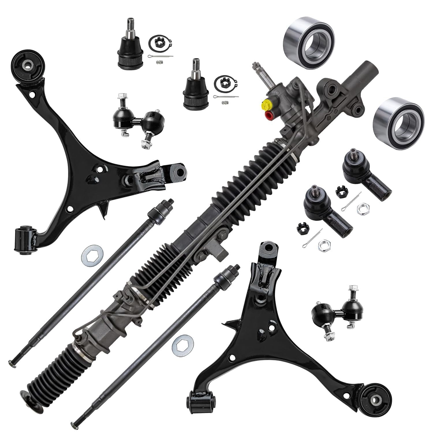 Detroit Axle - 14PC Complete Power Steering Rack and Pinion Assembly w ...