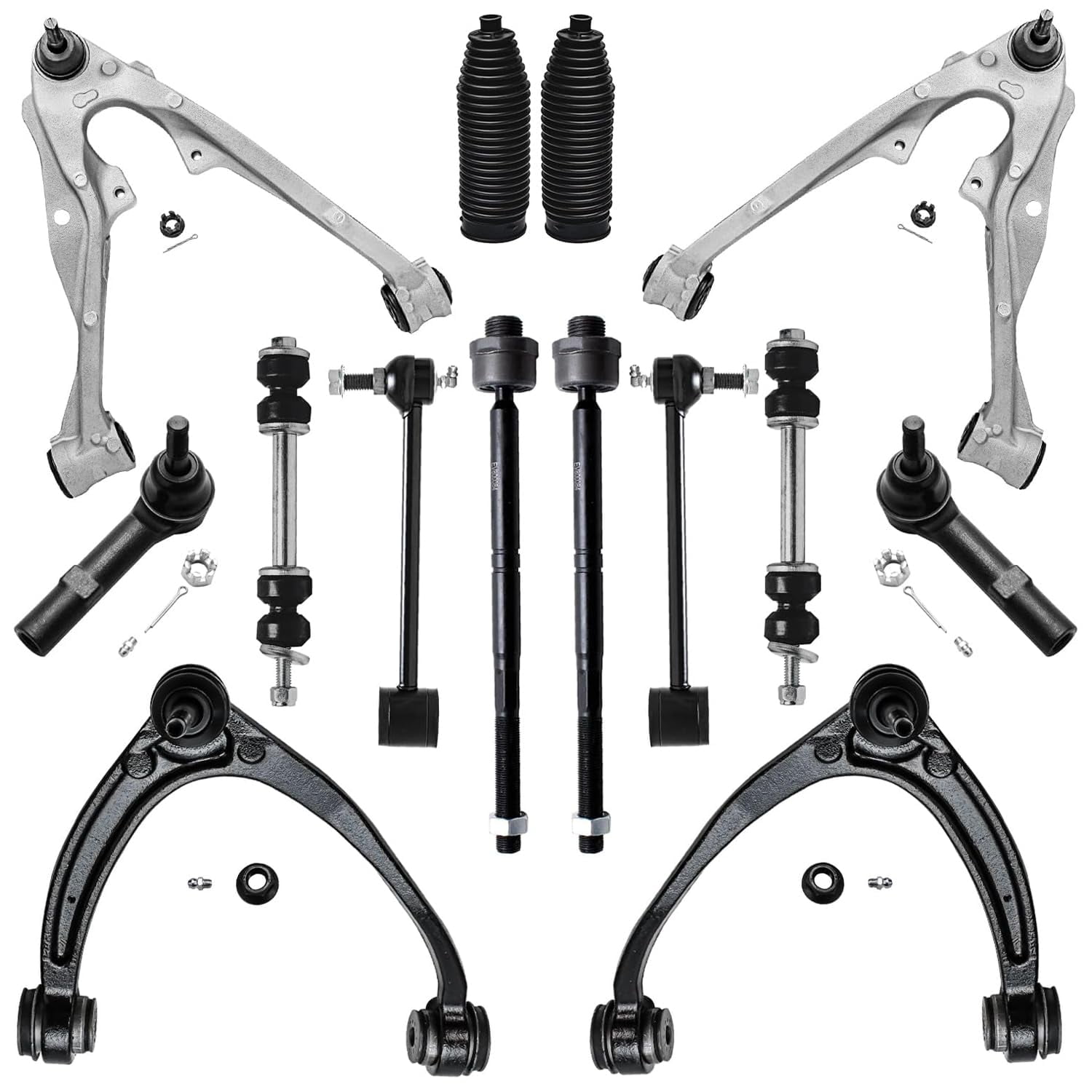 Detroit Axle - 14pc Front Control Arms Sway Bars Tie Rods w/Boots ...
