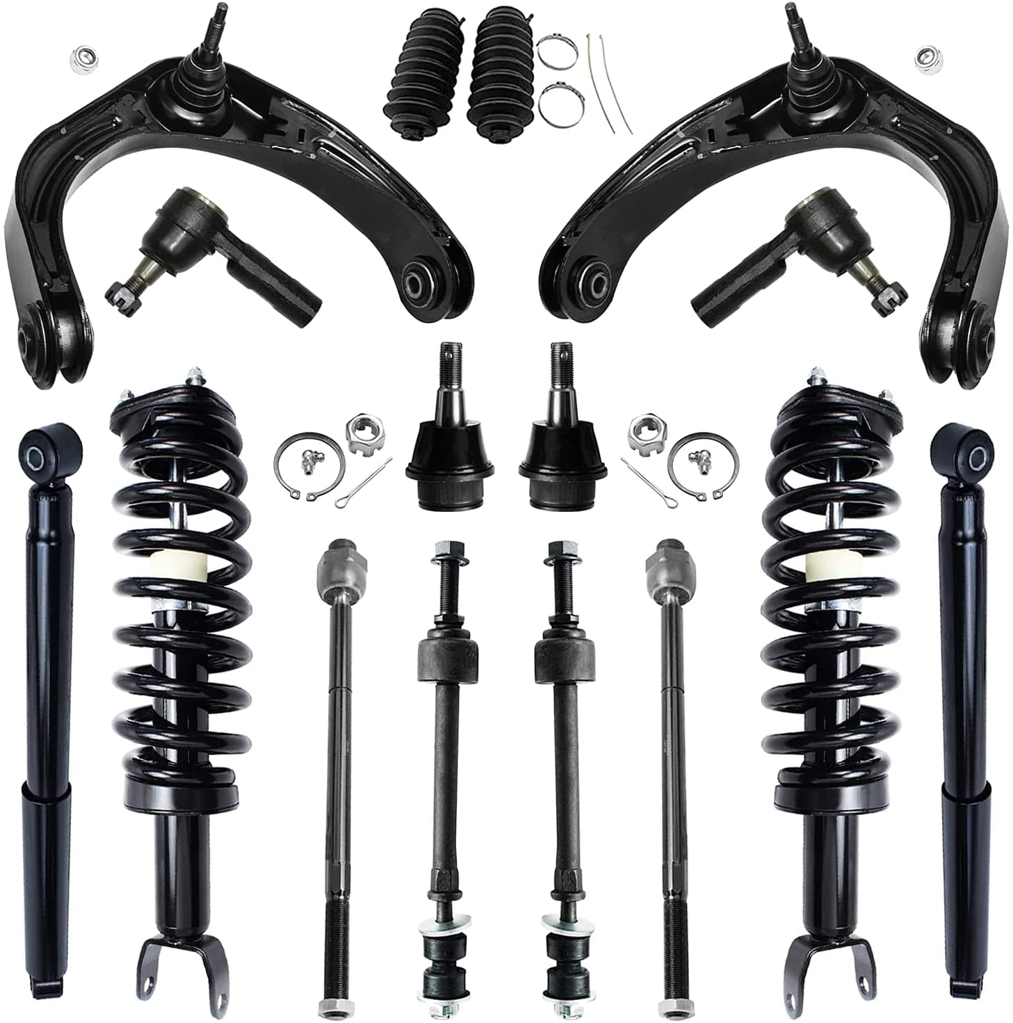 Detroit Axle - 16pc 4WD Front Upper Control Arms Struts Shocks ...
