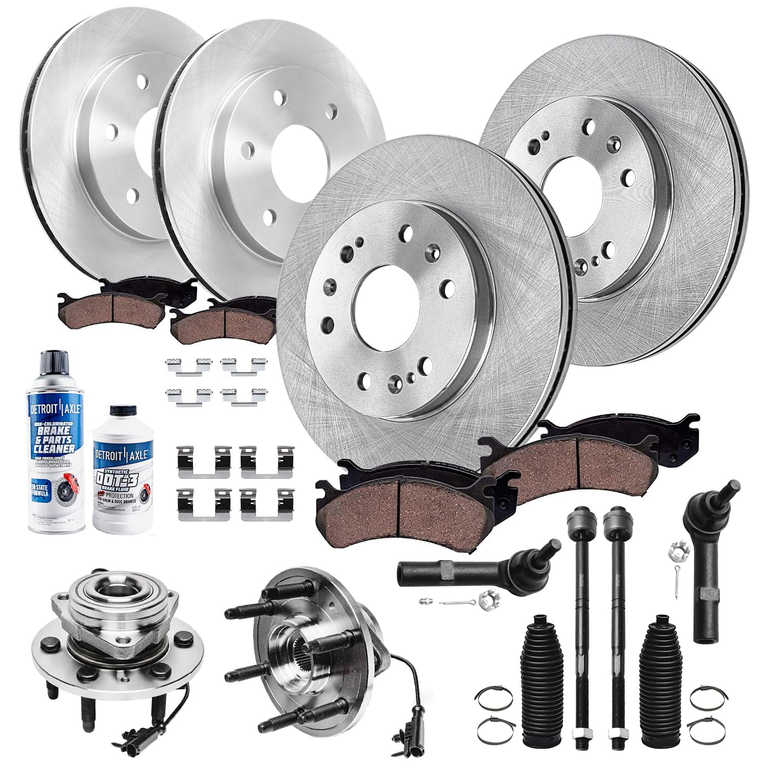 Detroit Axle - 18pc Front Brake Kit Wheel Bearing Hubs for Cadillac ...