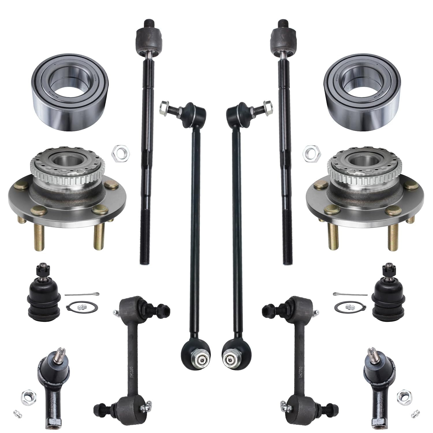 Detroit Axle - 2.0L Front Wheel Bearing + Tie Rod End + Lower Ball ...
