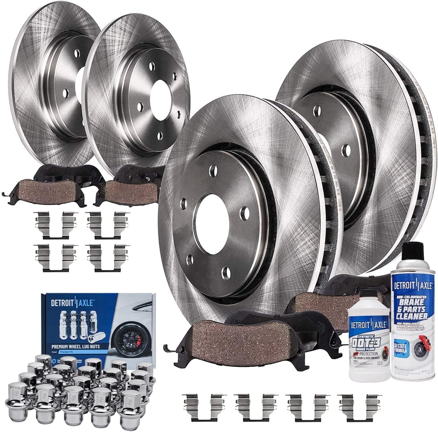 Detroit Axle - 330mm Front 328mm Rear Disc Rotors Brake Pads +20pc Lug ...
