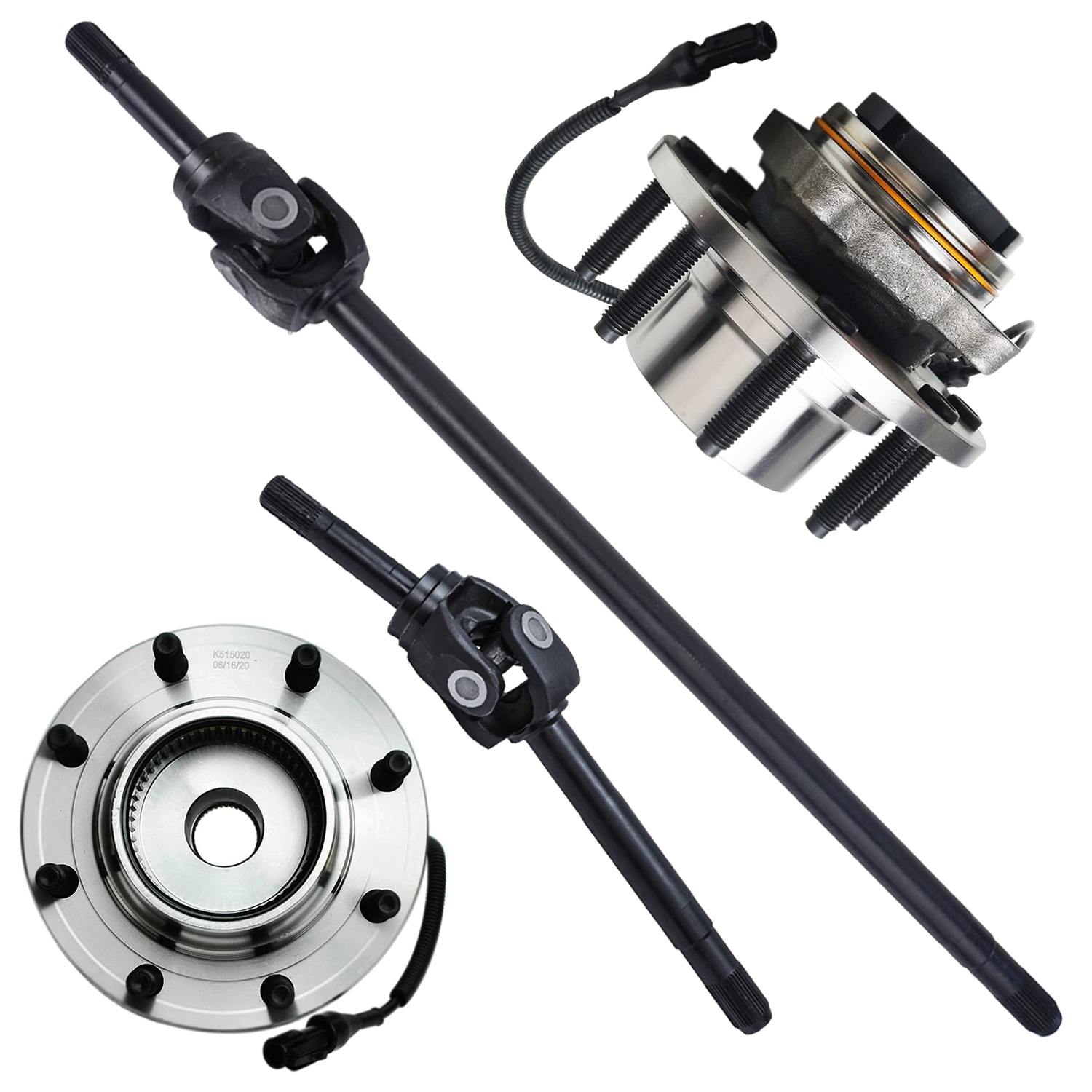 Detroit Axle - 4PC Front Axle w/U-Joint and Wheel Bearing & Hub ...