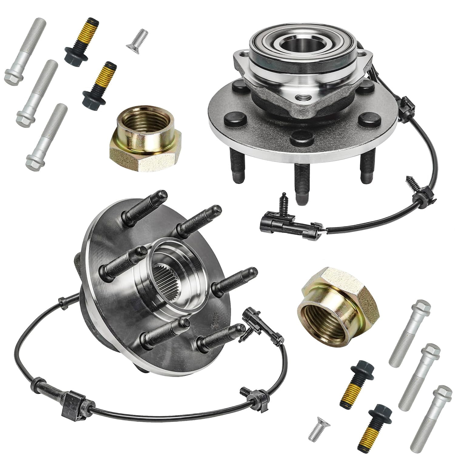 Detroit Axle - Front Wheel Bearing & Hub, Bolts & CV Axle Nuts for ...